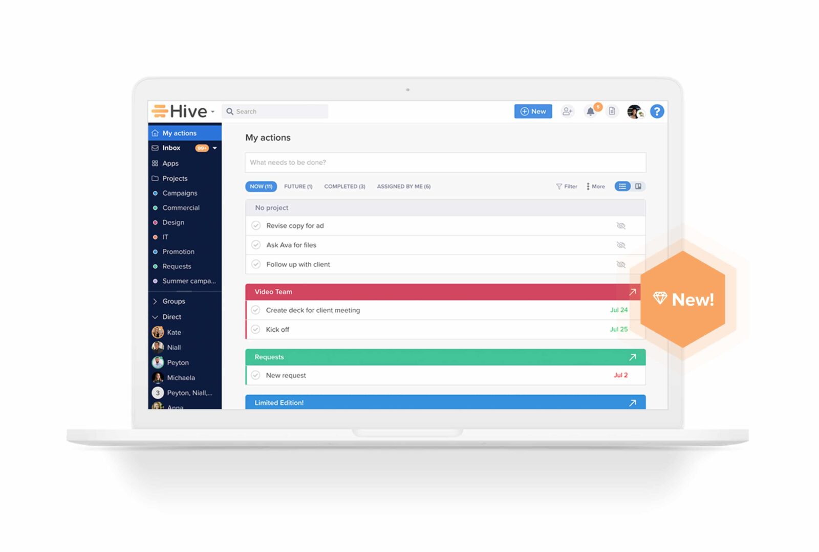 Hive 2.0: Updated Navigation and Action Card | Hive