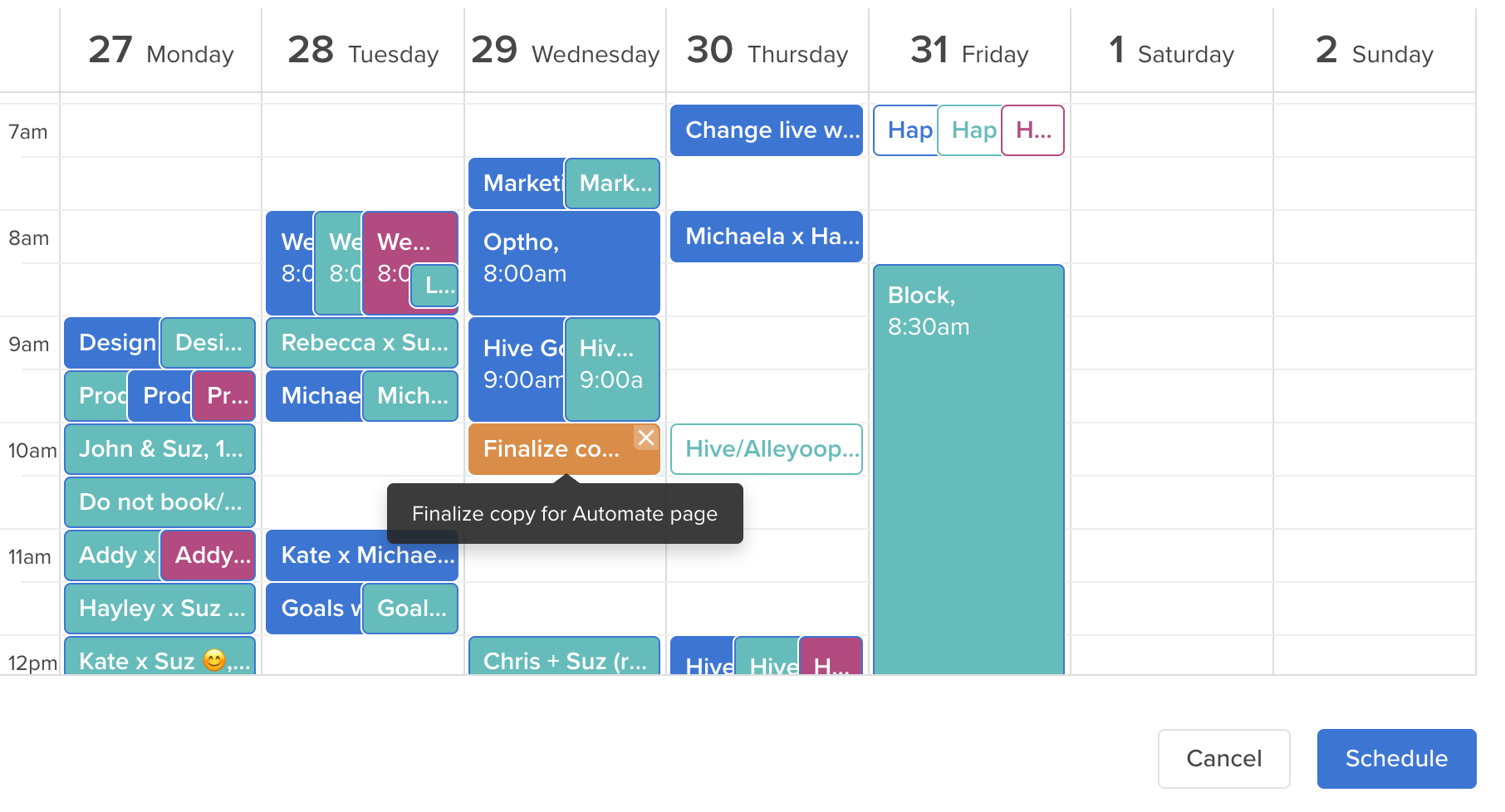 How To Quick Schedule A Meeting From Action Card in Hive