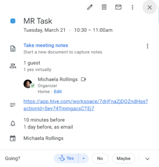 How To Quick Schedule A Meeting From Action Card in Hive